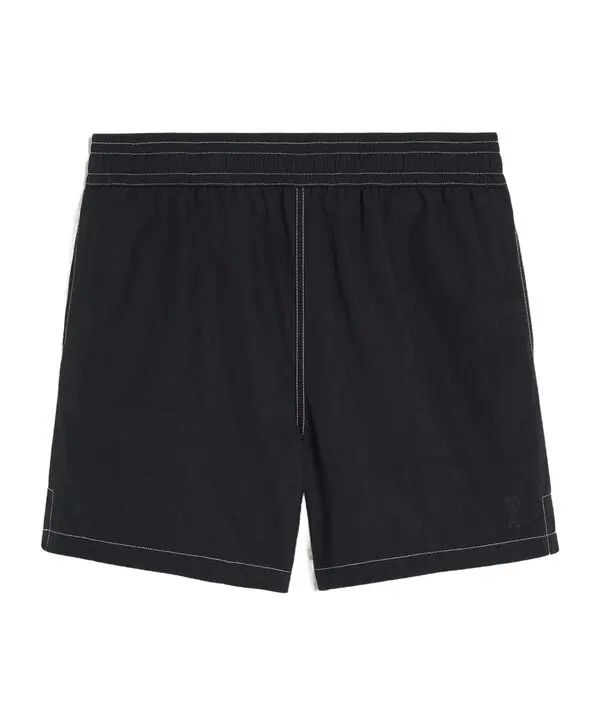AMI Paris De Coeur Beach Shorts - Black