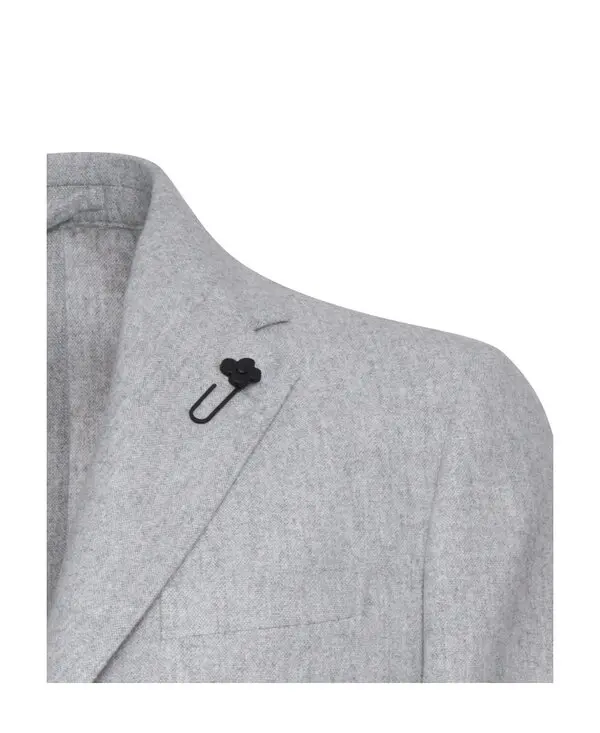 LARDINI Brooch-detail Single-breasted Blazer - Gray