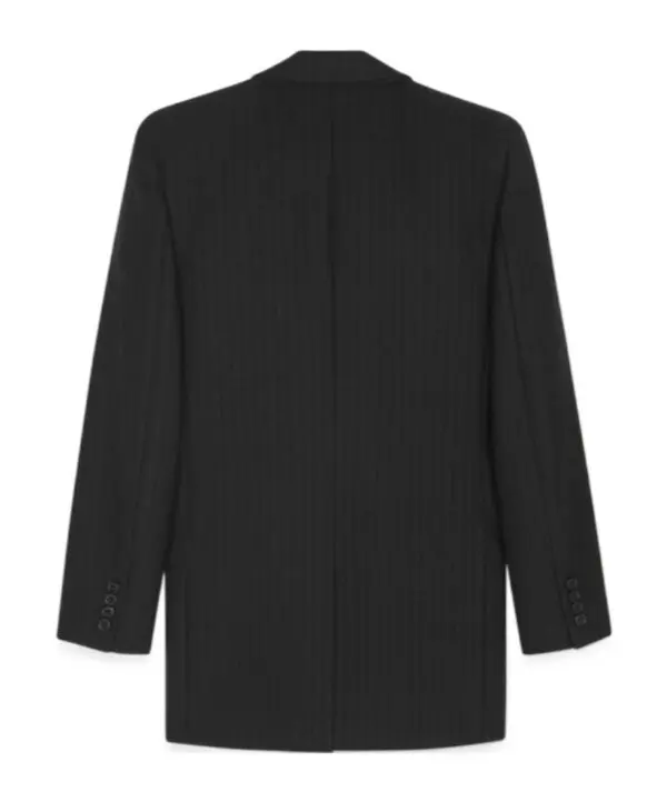 Saint Laurent Double-breasted Oversized Jacket In Striped Wool