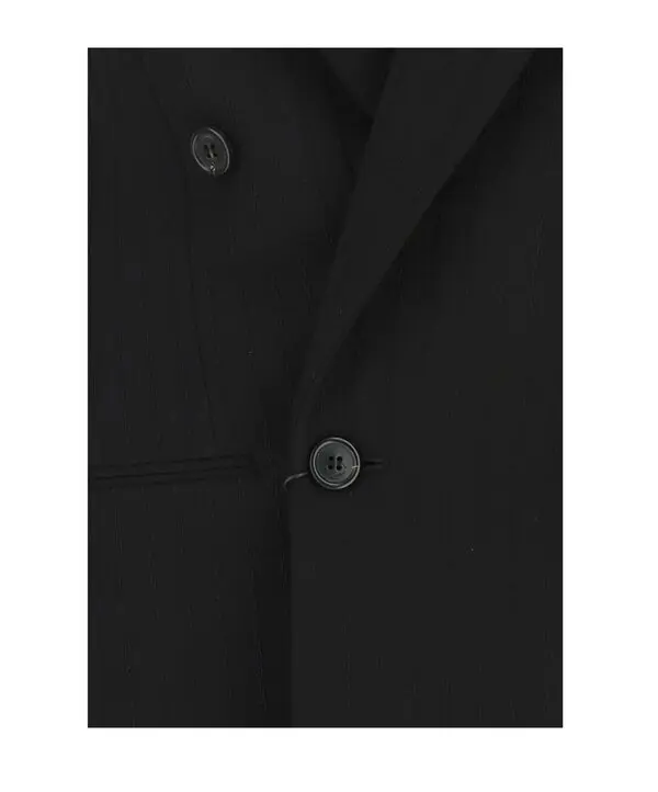 Saint Laurent Double-breasted Oversized Jacket In Striped Wool