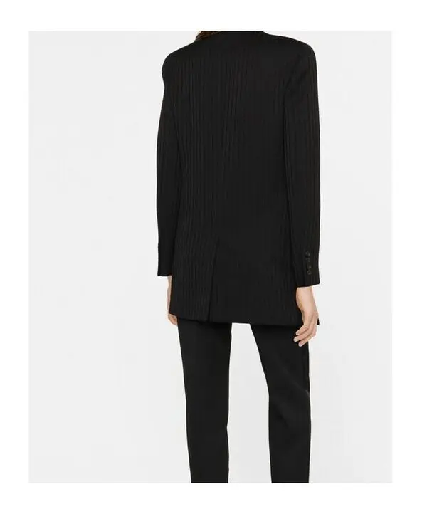 Saint Laurent Double-breasted Oversized Jacket In Striped Wool