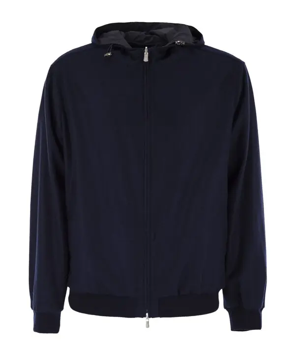 Fedeli Reversible Hooded Bomber Jacket - Black