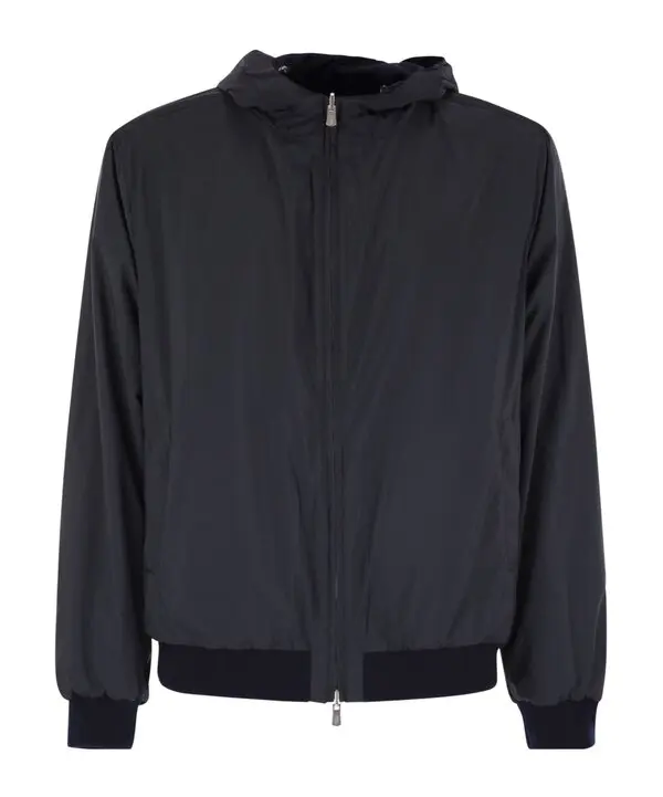 Fedeli Reversible Hooded Bomber Jacket - Black