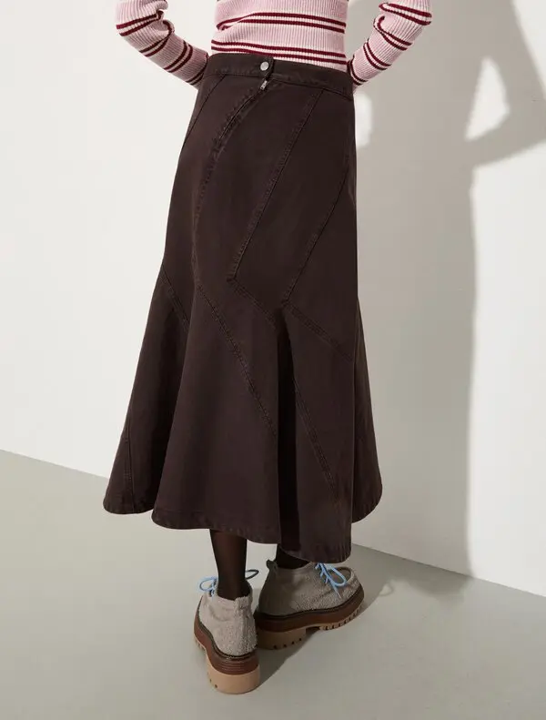 MAXCO. Max&co. Flared Cotton-drill Midi Skirt