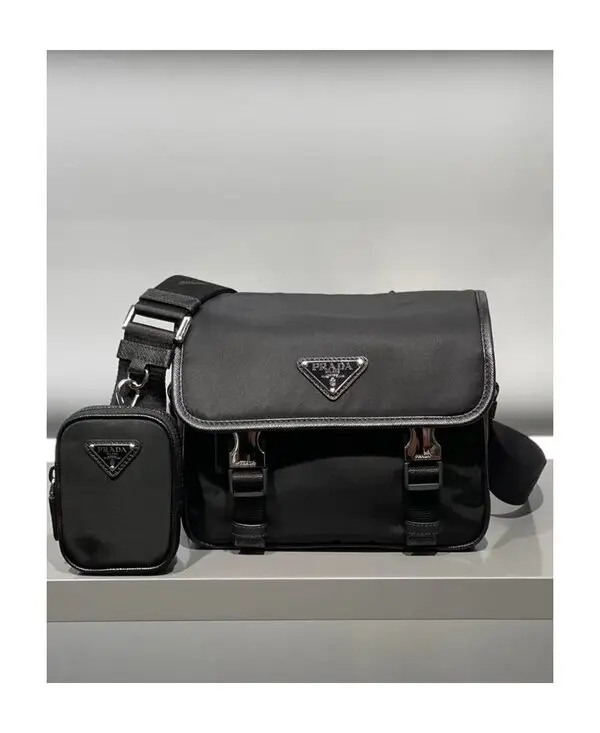 Prada Re-nylon Foldover Shoulder Bag With Removable Pouch