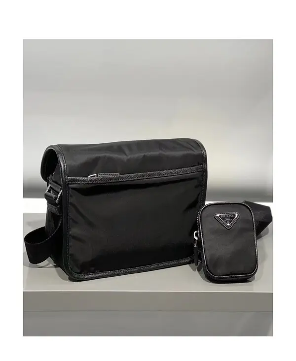 Prada Re-nylon Foldover Shoulder Bag With Removable Pouch