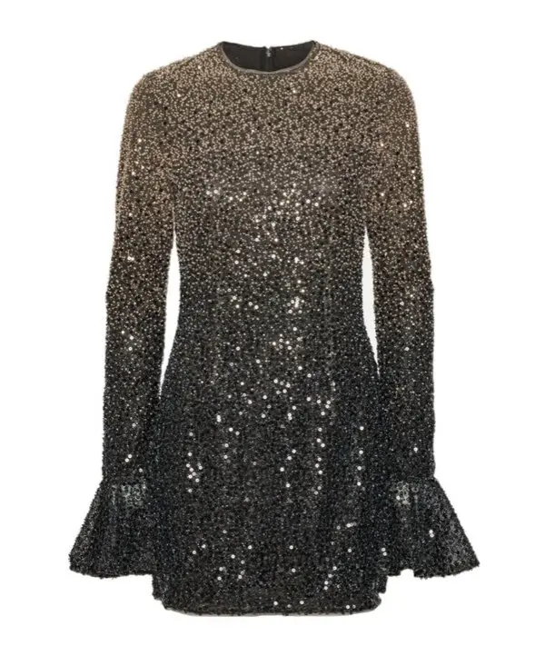 ROTATE BY BIRGER CHRISTENSEN Capsule Sequined Long Sleeve Dress - Black