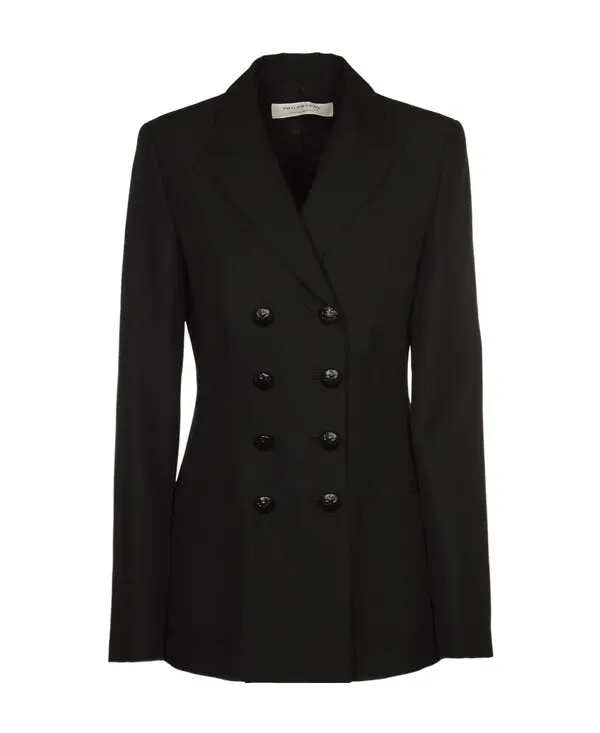 Philosophy Di Lorenzo Serafini Double-breasted Long-sleeved Blazer - Black