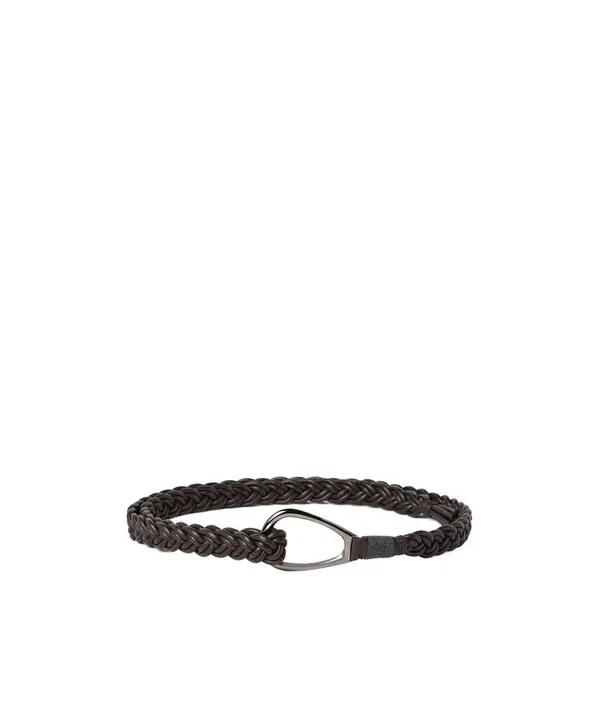Brunello Cucinelli Woven Belt With Monili Chain Detail - Cedar Palm