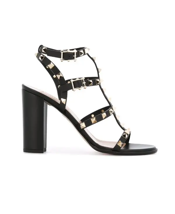 Valentino Garavani Rockstud Ankle Strap Sandal 90 Mm - Black