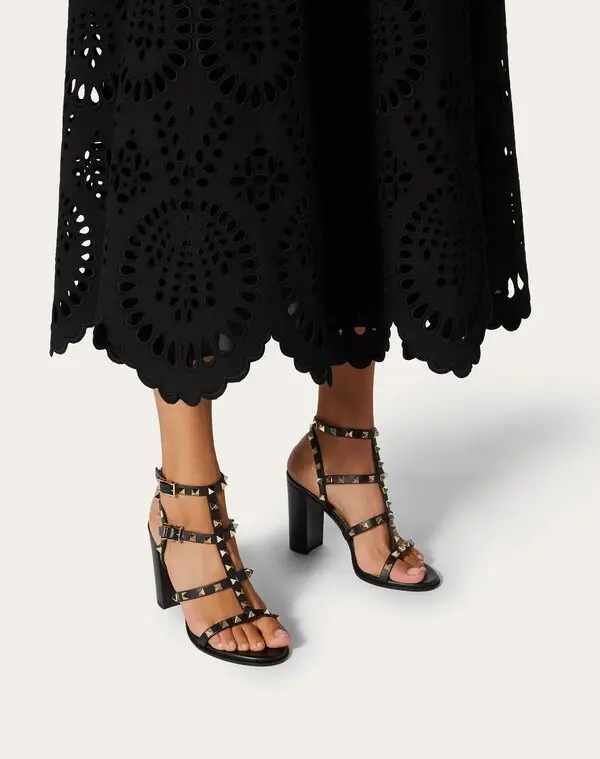 Valentino Garavani Rockstud Ankle Strap Sandal 90 Mm - Black