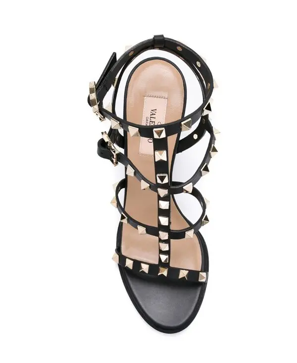 Valentino Garavani Rockstud Ankle Strap Sandal 90 Mm - Black
