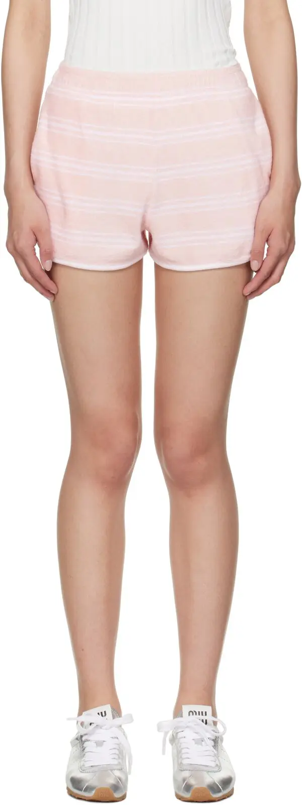 SPORTY  RICH Sporty & Rich Terry Cloth Striped Shorts
