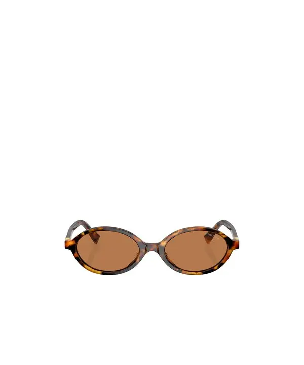 Miu Miu Tortoiseshell Oval Frame Sunglasses - Havana