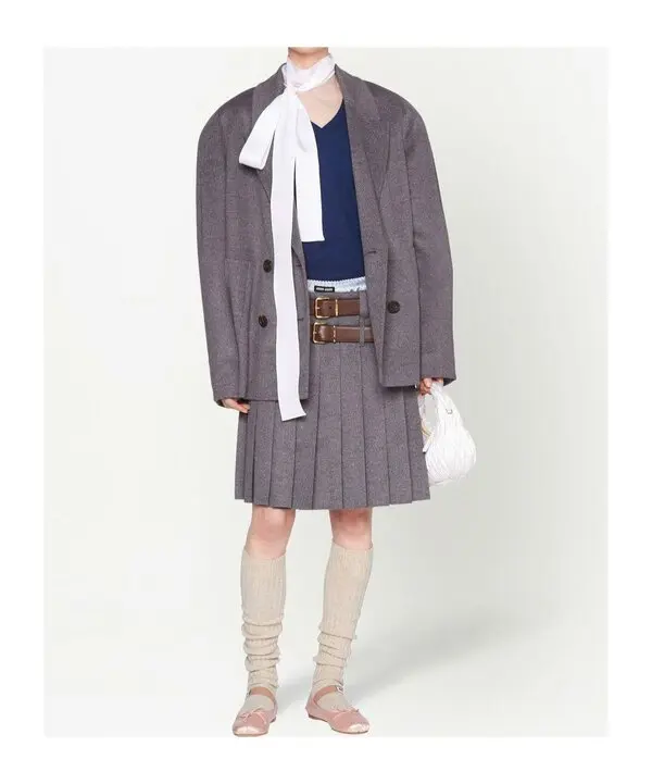 Miu Miu Pleated Velour Skirt