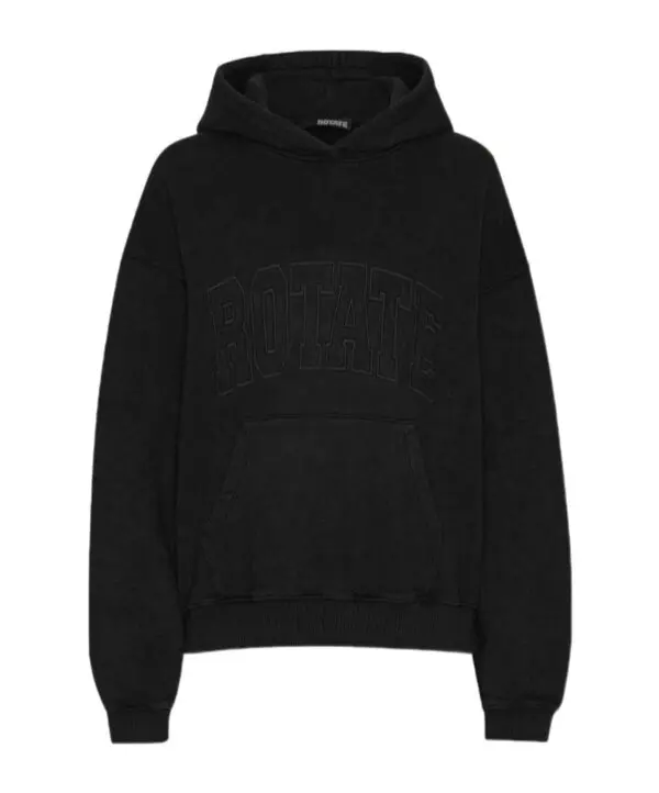 ROTATE BY BIRGER CHRISTENSEN Washed Heavy Sweat Hoodie With Logo Embroidery - Black