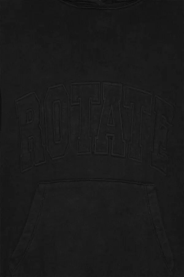 ROTATE BY BIRGER CHRISTENSEN Washed Heavy Sweat Hoodie With Logo Embroidery - Black