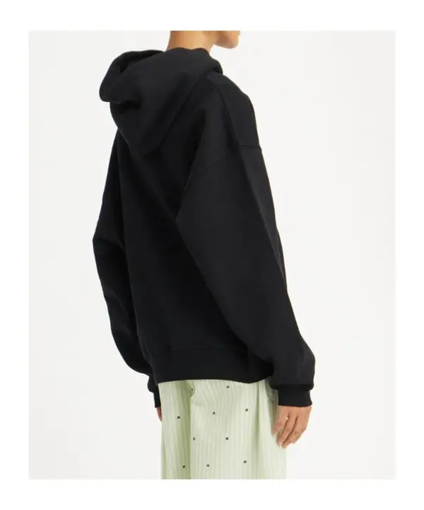 ROTATE BY BIRGER CHRISTENSEN Washed Heavy Sweat Hoodie With Logo Embroidery - Black