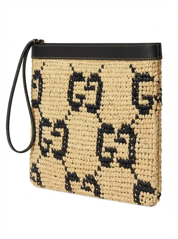 Gucci Gg Patterned Woven Clutch Bag