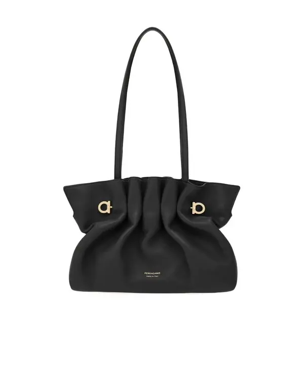 FERRAGAMO Small Gancini Shoulder Bag - Black