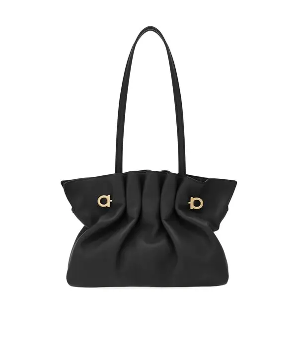 FERRAGAMO Small Gancini Shoulder Bag - Black