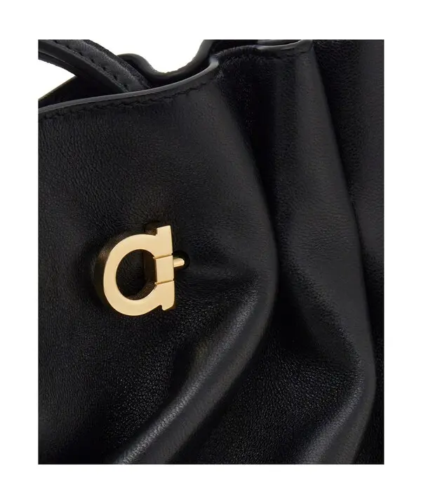 FERRAGAMO Small Gancini Shoulder Bag - Black