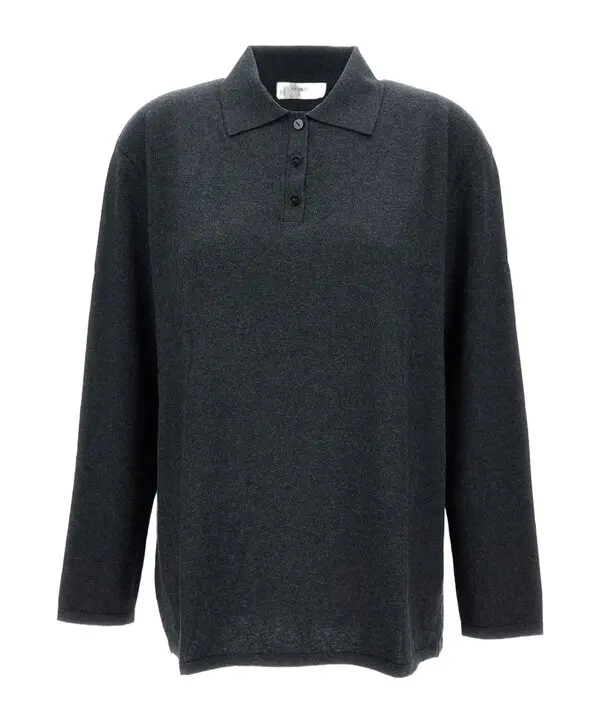 LISA YANG Caisa Polo Knitted Top - Black