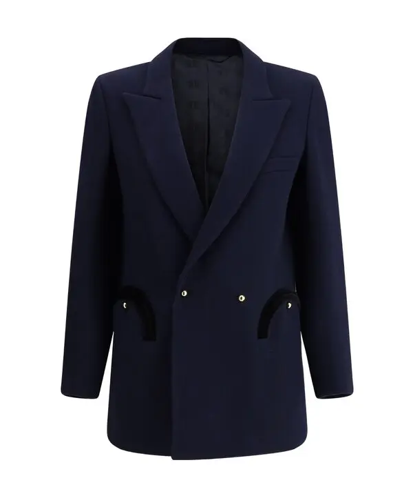 BLAZÉ MILANO Double-breasted Tailored Blazer - Navy Blue