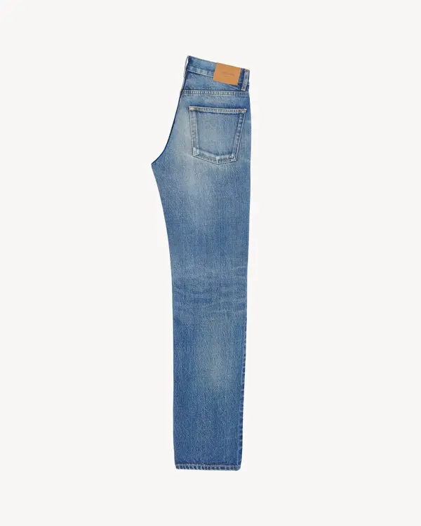 Saint Laurent High Waist Straight Leg Jeans - Blue