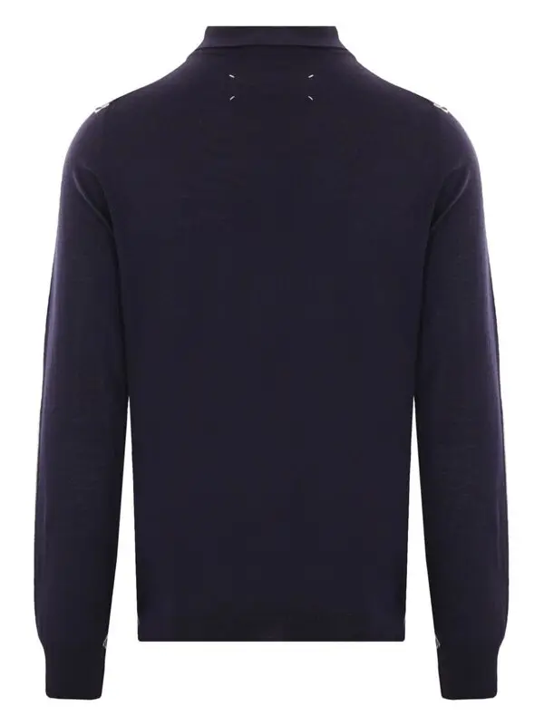 MAISON MARGIELA Long-sleeved Knitted Polo Shirt - Black