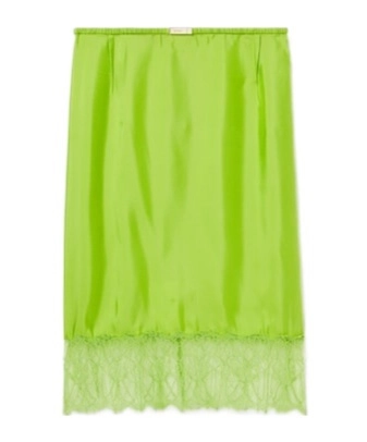 Gucci Floral Lace Trimmed Midi Skirt - Bright Green