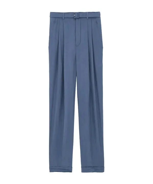 Saint Laurent Belted Slim-fit Tailored Trousers