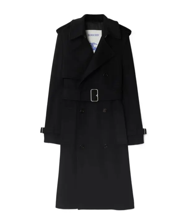 Burberry Double Breasted Belted Trench Coat - Black