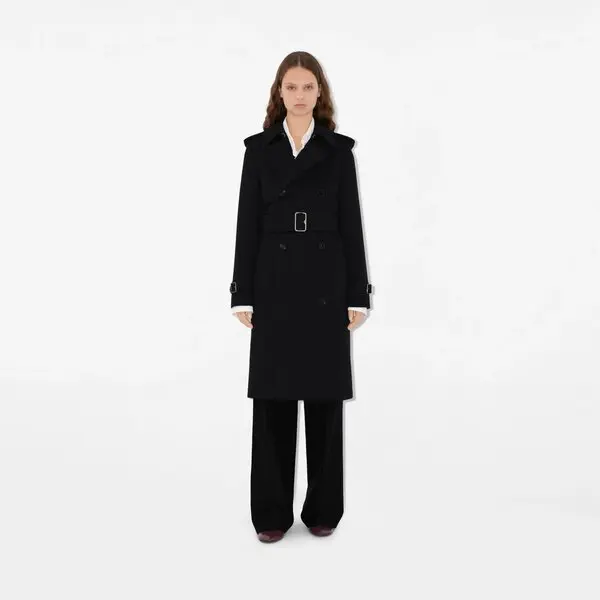 Burberry Double Breasted Belted Trench Coat - Black