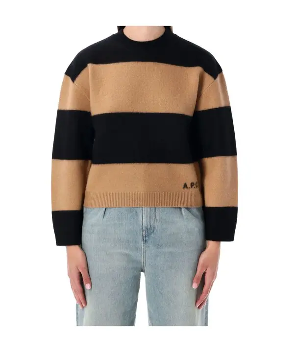 A.p.c. Striped Long Sleeve Sweater - Black