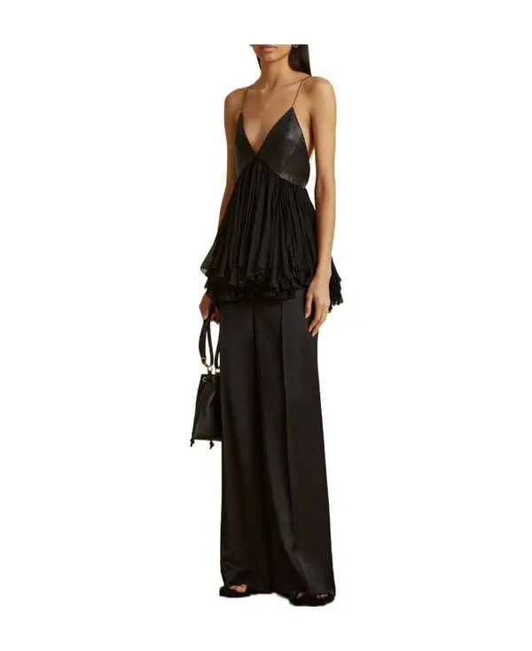 Khaite The Anita V-neck Paneled Tank Top