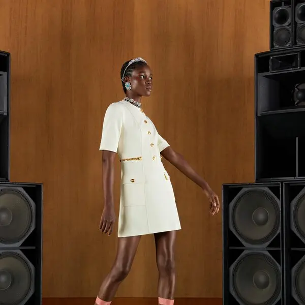 Gucci Short-sleeve Shift Dress With Double G Chain Detail