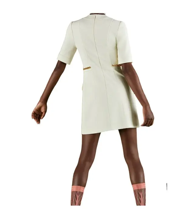 Gucci Short-sleeve Shift Dress With Double G Chain Detail