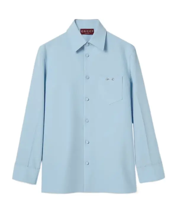 Gucci Horsebit-embellished Twill Shirt - Light Blue