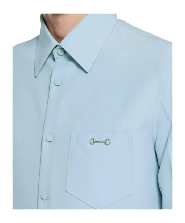 Gucci Horsebit-embellished Twill Shirt - Light Blue