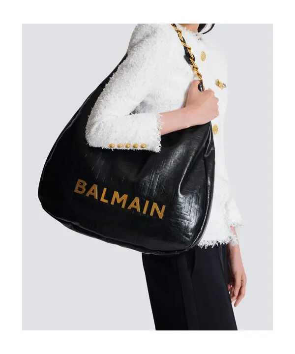 Balmain 1945 Logo Plaque Large Tote Bag