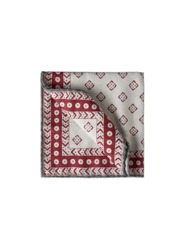 Brunello Cucinelli Geometric Printed Pocket Square - Gray