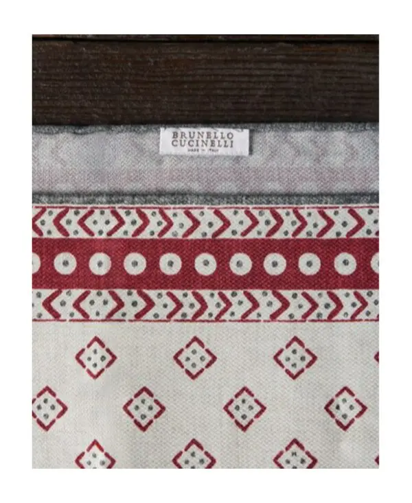 Brunello Cucinelli Geometric Printed Pocket Square - Gray