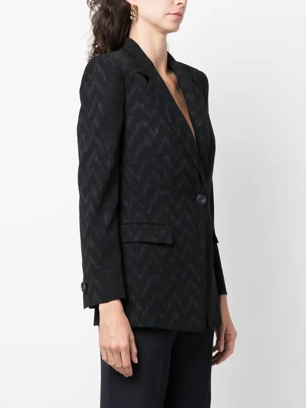 Giorgio Armani Single-breasted Chevron-print Jacket - Black