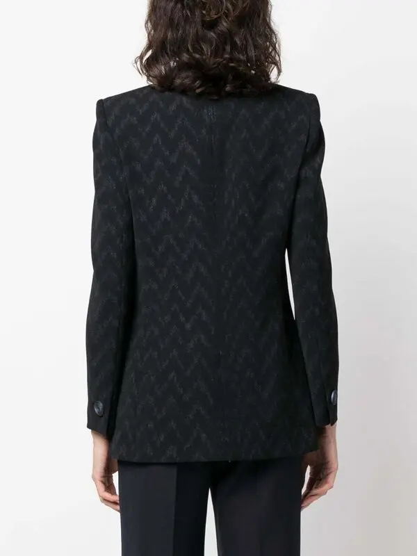 Giorgio Armani Single-breasted Chevron-print Jacket - Black