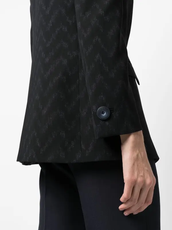 Giorgio Armani Single-breasted Chevron-print Jacket - Black