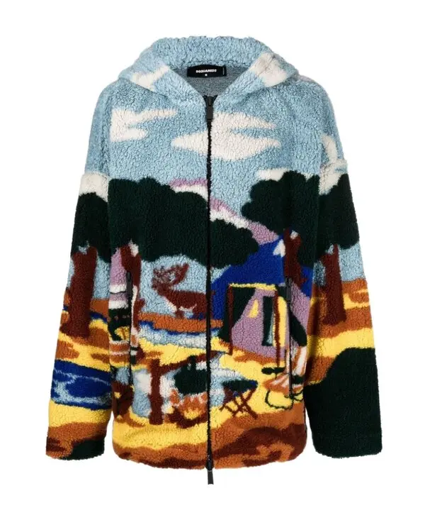 Dsquared2 Abstract Print Fleece Hoodie - No