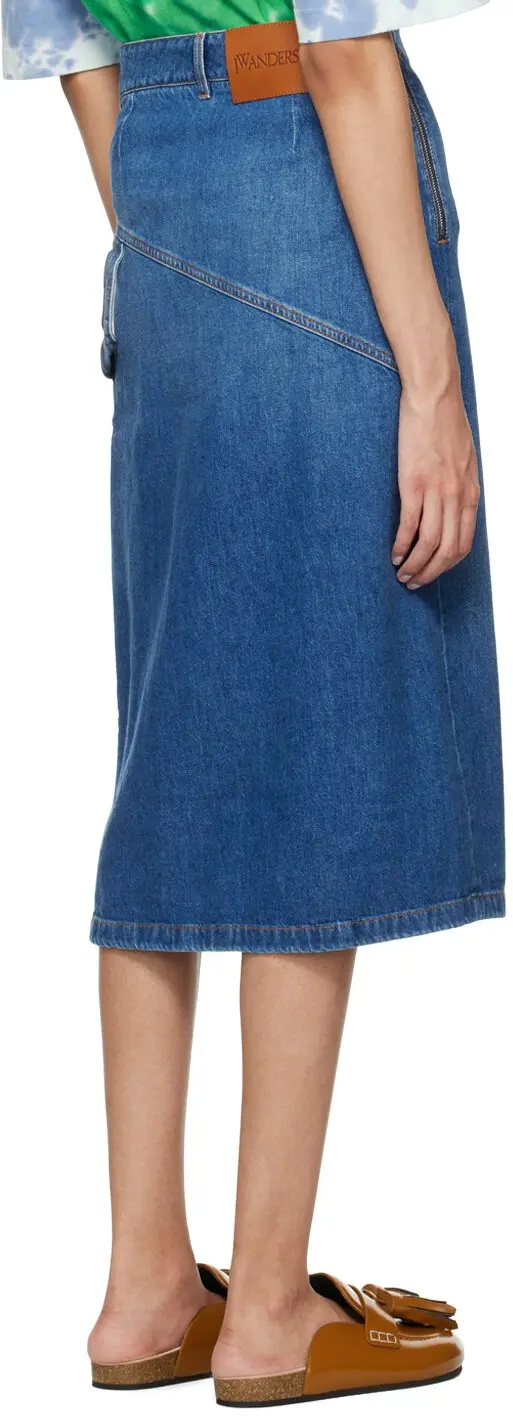 J.W.ANDERSON Logo Patch Twisted Midi Skirt - Blue