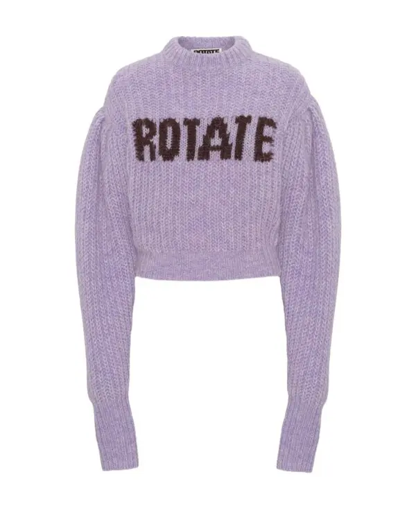 ROTATE BY BIRGER CHRISTENSEN Adley Logo Intarsia-knit Cropped Jumper - No