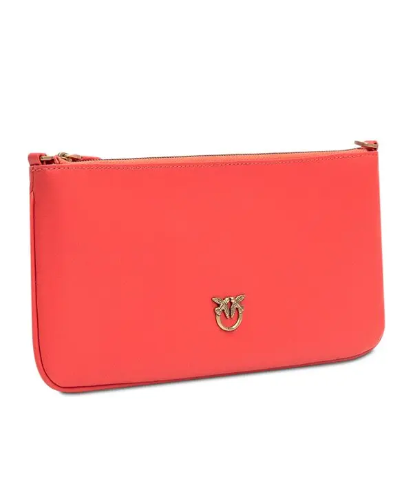 Pinko Horizontal Flat Shoulder Bag With Chain Strap - Orange